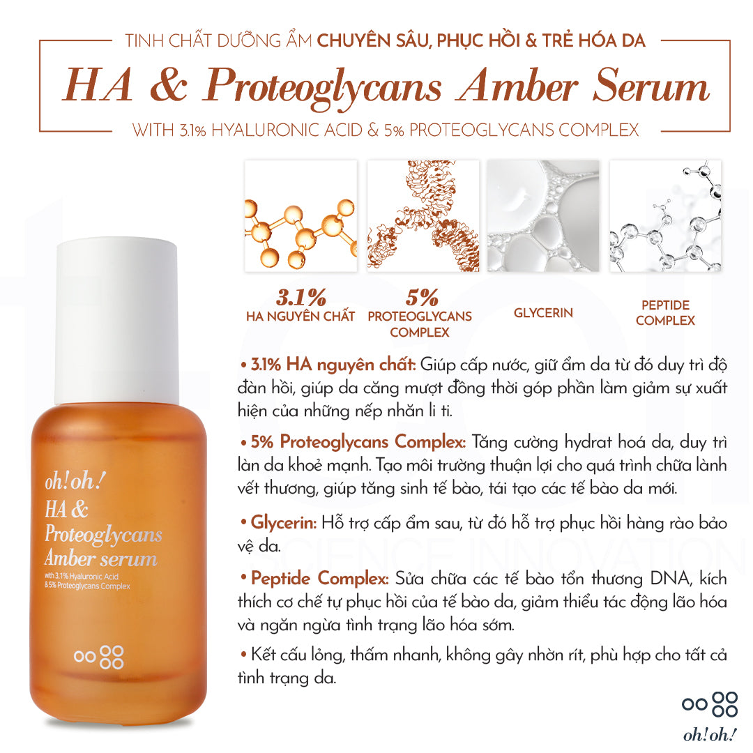Bộ đôi dưỡng ẩm đa tầng & trữ nước chuyên sâu oh!oh! HA & Proteoglycan | oo-88
