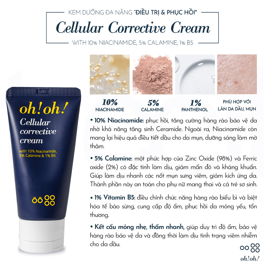 Kem Dưỡng Phục Hồi Da Tổn Thương Đa Năng oh!oh! Cellular Corrective Cream | oo-88